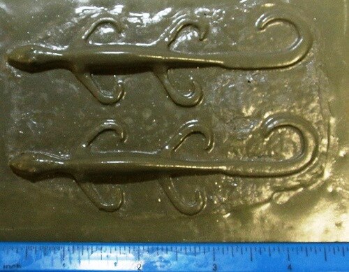 6937-35 LureCraft Silicone Open Pour Mold Lizard with Curly Tail